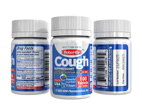 Robohbr Cough Suppressant Dextromethorphan Hbr 30 Mg 100 Tablets 100