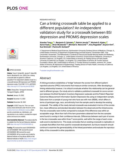 Pdf Can A Linking Crosswalk Table Be Applied To A Different
