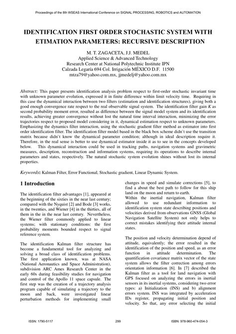 Pdf Identification First Order Stochastic System With Estimation Parameters Recursive Description
