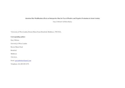 Pdf Attention Bias Modification Effects On Interpretive Bias For Attention Bias