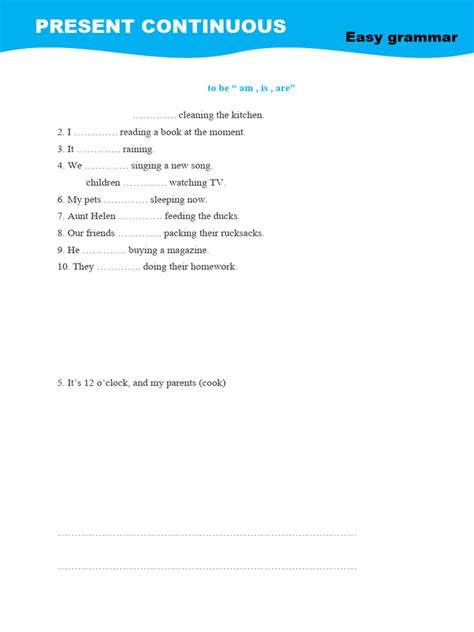 Present Continous Worksheet 1 Pdf
