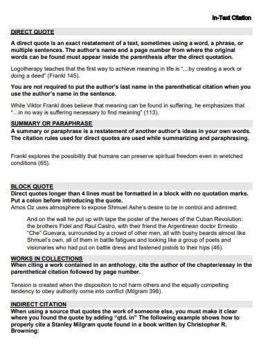 24 In Text Citation Examples To Download