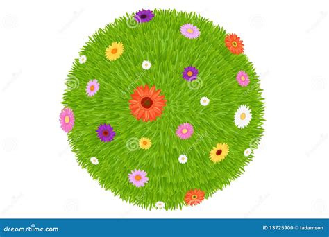 Grass Ball With Colourful Flowers Vector Stock Illustration Illustration Of Chrysanthemums