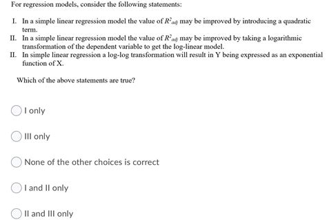 Solved For Regression Models Consider The Following Chegg