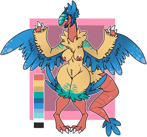 Rule 34 Anthro Archeops Avian Big Breasts Blue Hair Breasts Claws