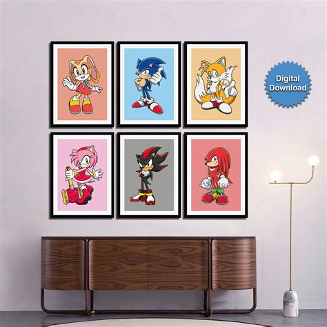 Minimally Designed Sonic Poster Set Printable Game Poster Video Game