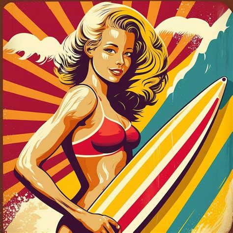 Premium Photo Surfer Girl In Bikini Holding A Surfboard On A Sunny