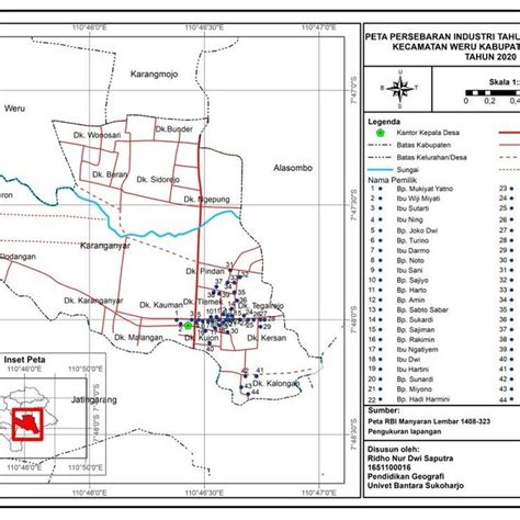 Distribution Map Of Tofu Industry In Karanganyar Village Download