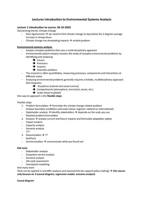 Lectures Introduction To Environmental System Analysis Esa Integrates Disciplines Natural