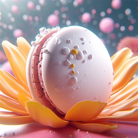 Premium Photo A Pink Macaroni Is On A Pink Flower With A Pink Background With Pink Flowers