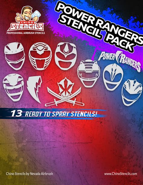 13 Power Rangers Designs Pack Chino Stencils