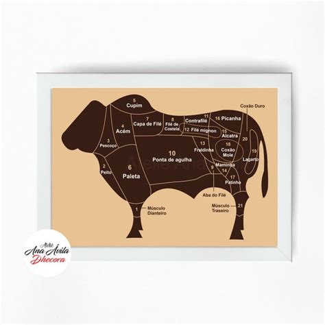 Quadro Cortes De Boi 33cmx24cm Com Vidro Elo7