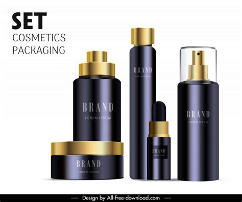 Cosmetics Bottle Packaging Template Luxury Modern Realistic Vectors