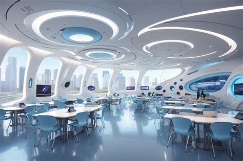 Premium Ai Image The Art Of Futuristic Classroom Design Balancing