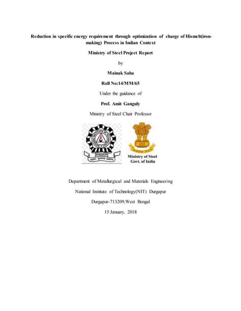 Reduction In Charge Requirements Of Hismelt Process Docx