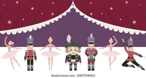 Nutcracker Set Dancing Ballerina Toy Soldier Stock Vector Royalty Free 2487598403 Shutterstock