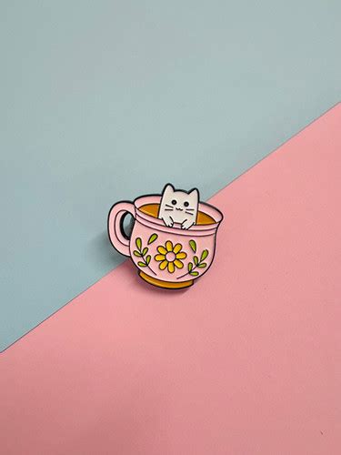 Teacup Kitty Pin Little Cherry Cake