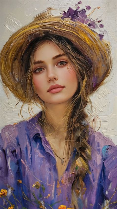 Portraits Beautiful Woman Canvas【2024】 彩色