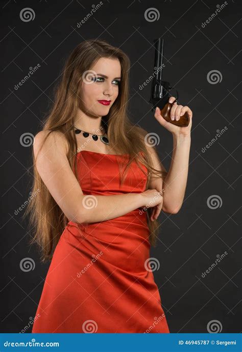 Girl With A Gun Stock Image Image Of Girl Dress Sexuality 46945787
