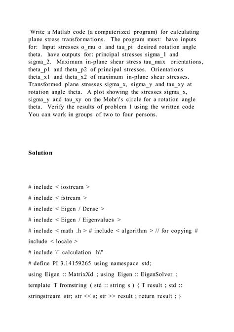 Write A Matlab Code A Computerized Program For Calculating Plane Stdocx
