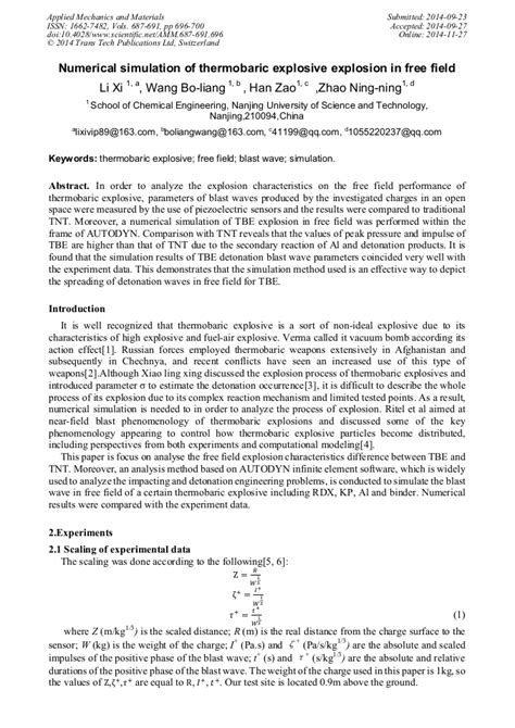 Numerical Simulation Of Thermobaric Explosive Explosion In Free Field