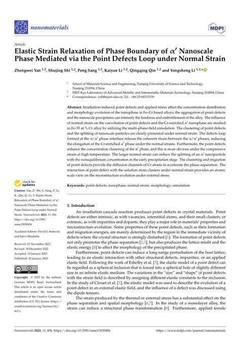 Pdf Elastic Strain Relaxation Of Phase Boundary Of α′ Nanoscale Phase