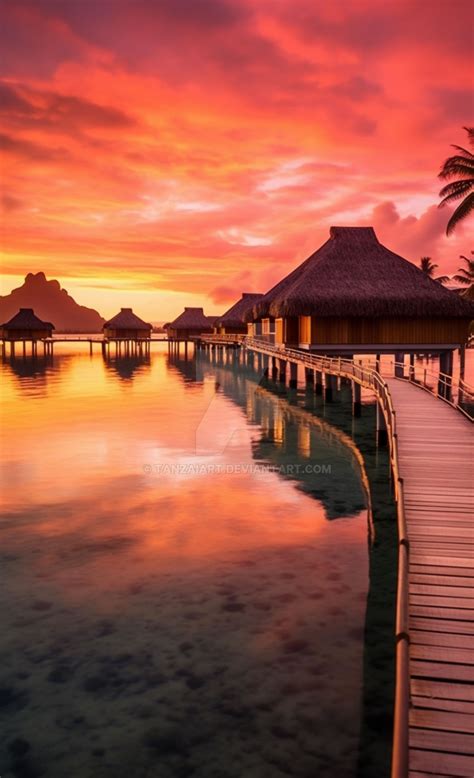Sunset In Bora Bora By Tanzaiart On Deviantart