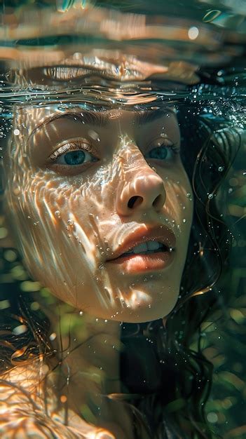 A Womans Face Is Reflected In A Water Tank Premium Ai Generated Image