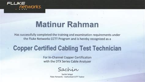 Copper Certified Cabling Test Technician