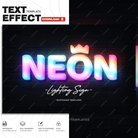 Premium Psd Neon Text Effect Psd Template
