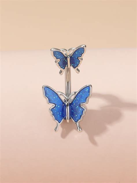 Blue Cz Butterfly Belly Button Ring Navel Jewelry Belly Jewelry Belly