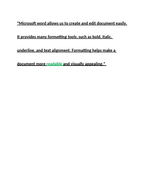 Word Formatting Exercise Pdf