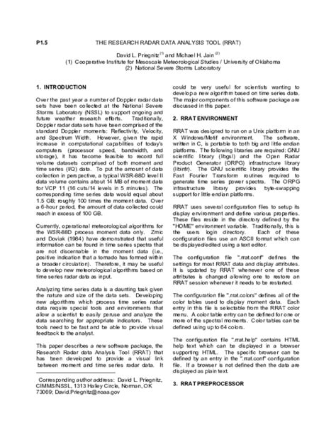 Pdf P15 The Research Radar Data Analysis Tool Rrat