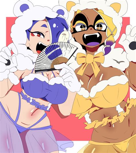 Rule 34 2girls Big Breasts Blue Hair Bow Breasts Chicken Rib