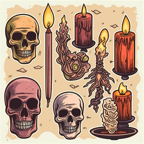 Premium Ai Image Scary Themed Vector Stickers Multiple Items