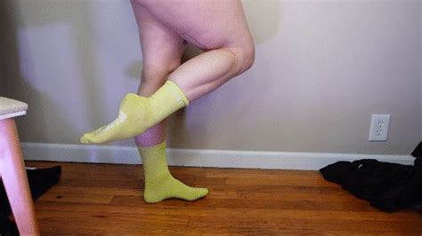 Flexing Muscular Calves In Long Lime Green Socks Mp4 640 Deannas