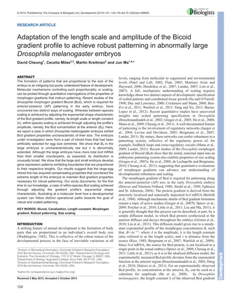 Pdf Adaptation Of The Length Scale And Amplitude Of The Bicoid