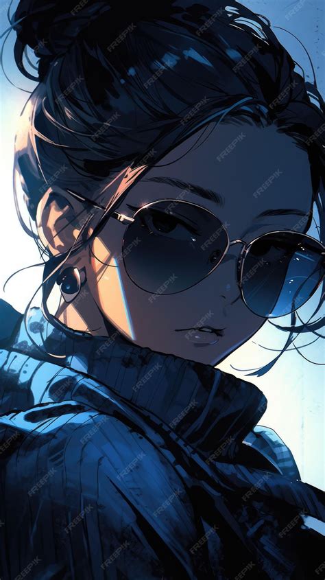Premium Ai Image An Anime Girl In Blue With Sunglasses