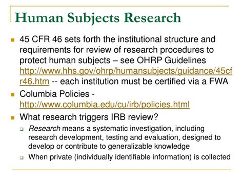 Ppt Regulation Of Research With Human Subjects Powerpoint