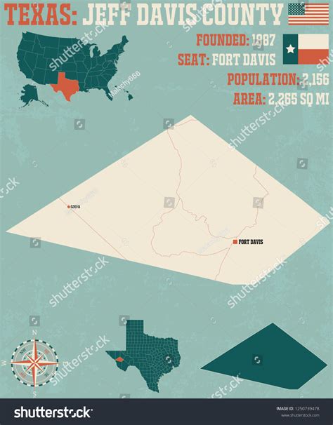 Detailed Map Jeff Davis County Texas Stock Vector Royalty Free