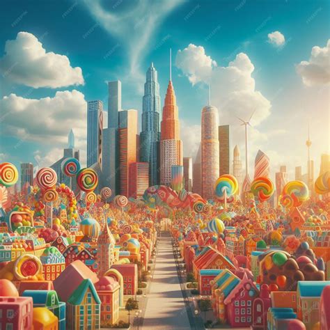 Premium Ai Image Magical Candy Land Building Scene
