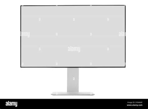 Computer Monitor With Gray Screen Isolated On White Background Stock