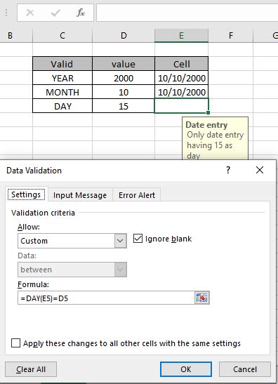 Data Validation With Specific Year Month Day Or Excel