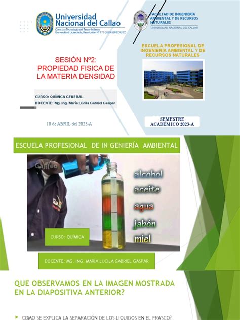 Sesiòn Nº2 Densidad Propiedad Fisica De La Materia Pdf Densidad