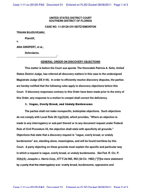 General Order On Discovery Objections Pdf Discovery Law Public Law