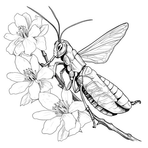 Premium Vector Hand Drawn Sketch Orchid Mantis Illustration