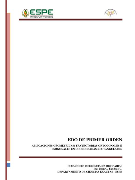Edo Contenido Clase No 8 Trayectorias Ortogonales E Isogonales Pdf