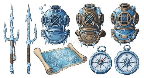 Frozen Adventure Diving Gear Compass Map And Trident Collection