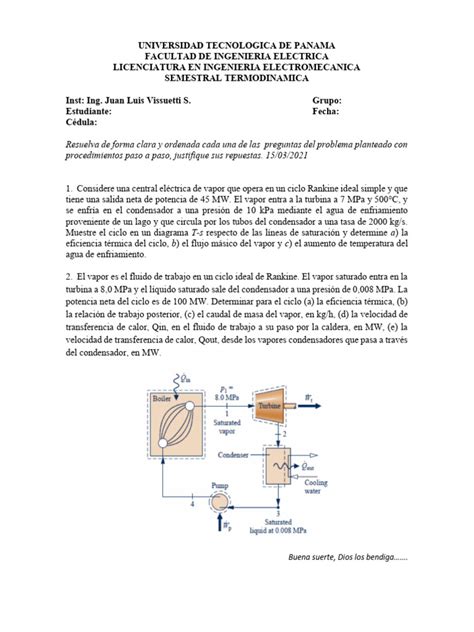 Ejercicios De Termodinámica En Ciclos Rankine Pdf