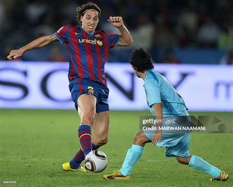 Barcelonas Zlatan Ibrahimovic Is Challenged By Rafael Marquez Of